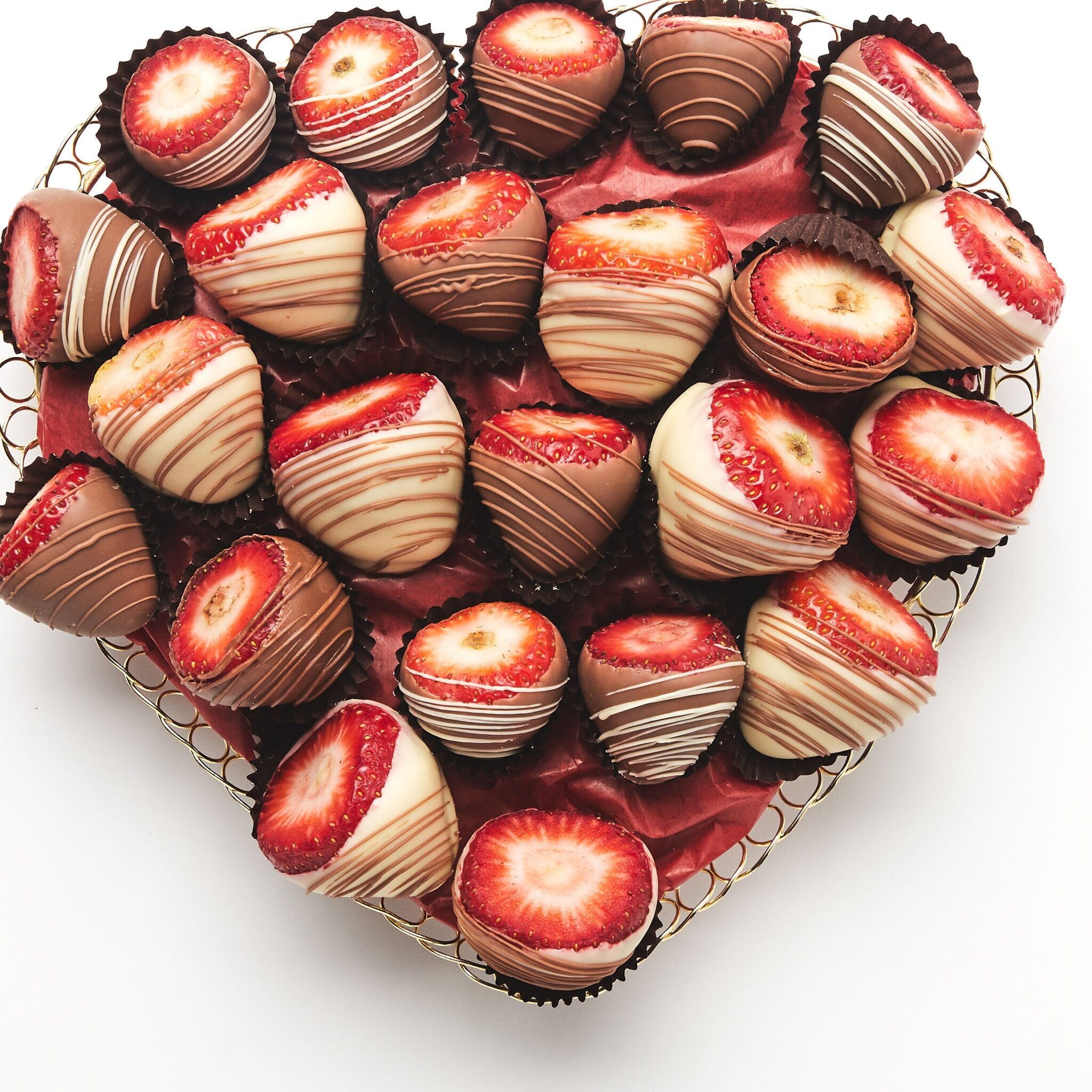 Heart Of Gold Chocolate Covered Strawberries Gift Basket - Miami Beach ...