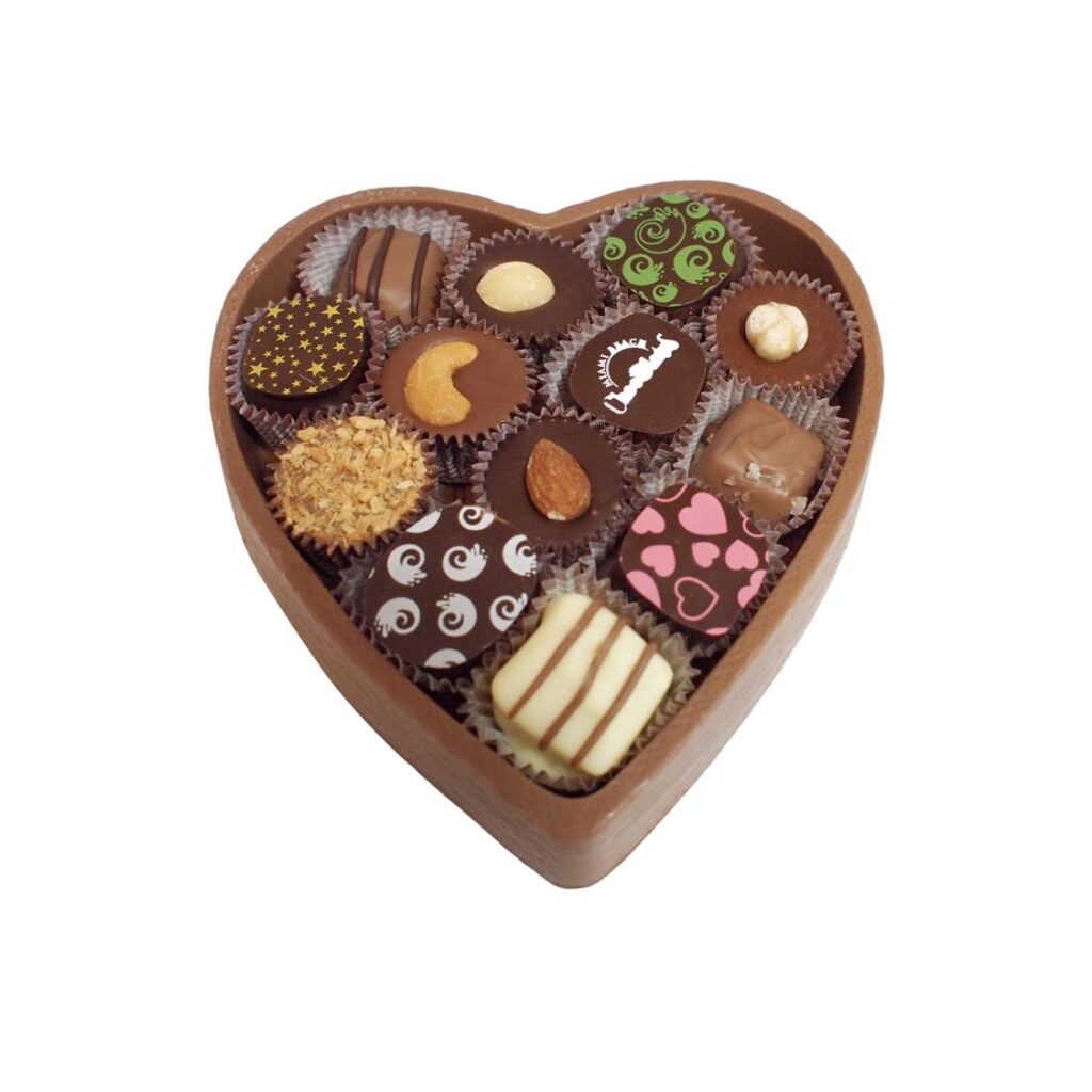Edible Chocolate Heart Box W. Truffles & Clusters Deluxe - Miami Beach ...
