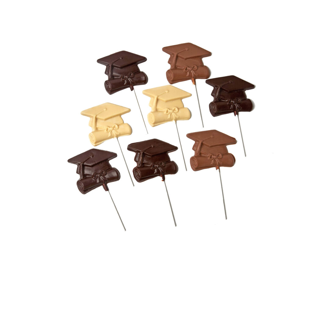 Graduation Cap Lollipop Small (6 Pack) - Miami Beach Chocolate